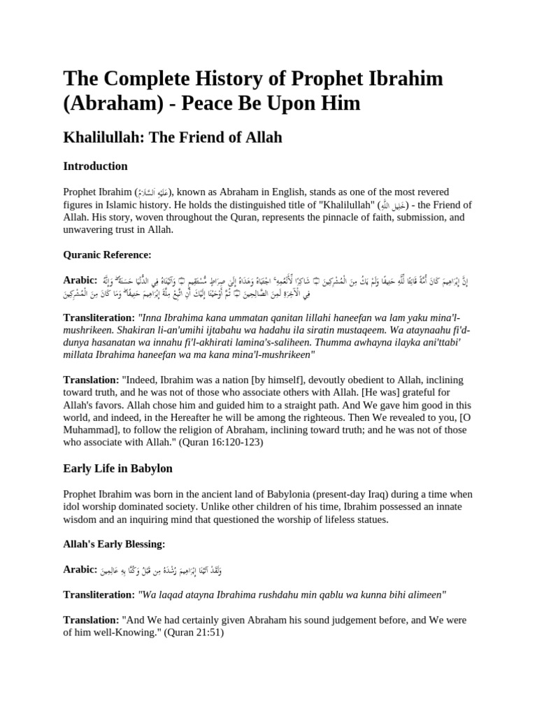 History of Prophet Ibrahim (Abraham) | PDF | Prophets And Messengers In ...