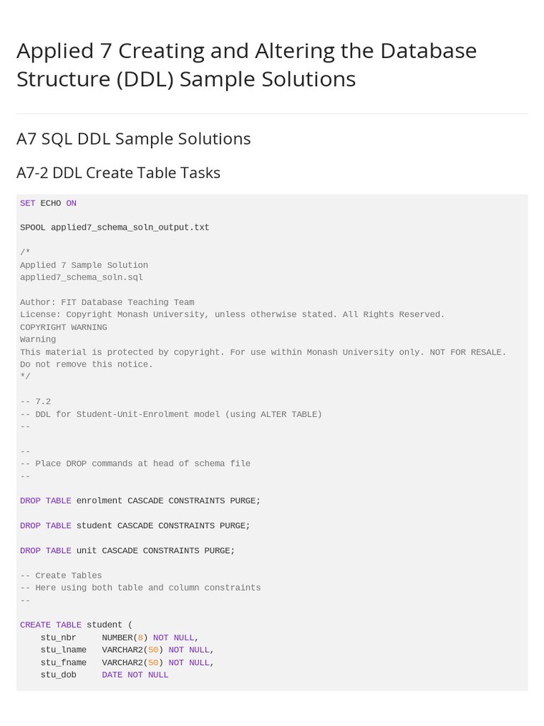 SQL DDL Database Structure Solutions | PDF | Information Retrieval ...