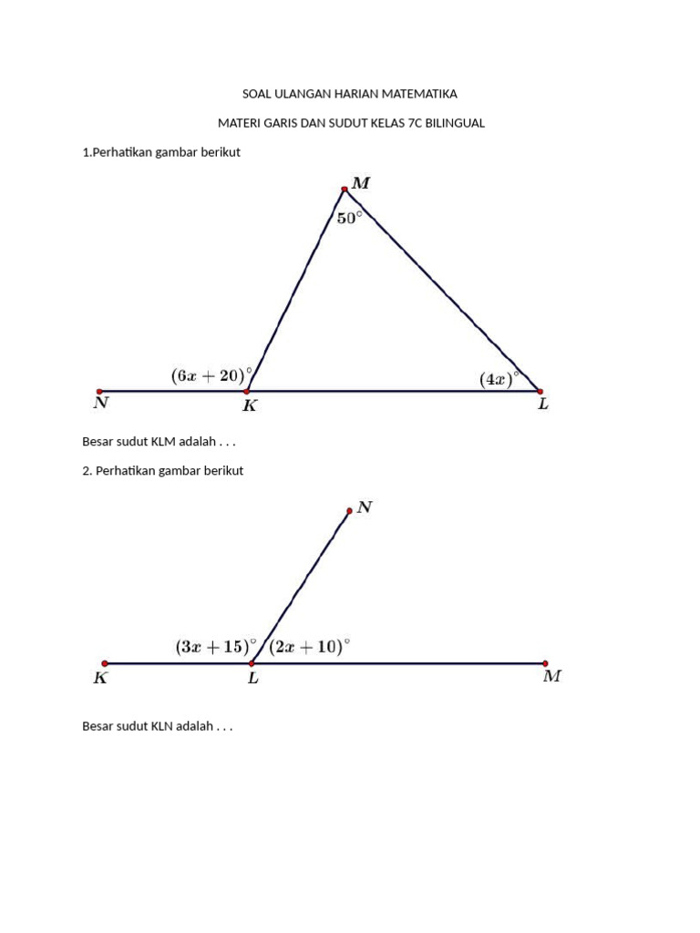 Soal Ulangan Harian Matematika | PDF