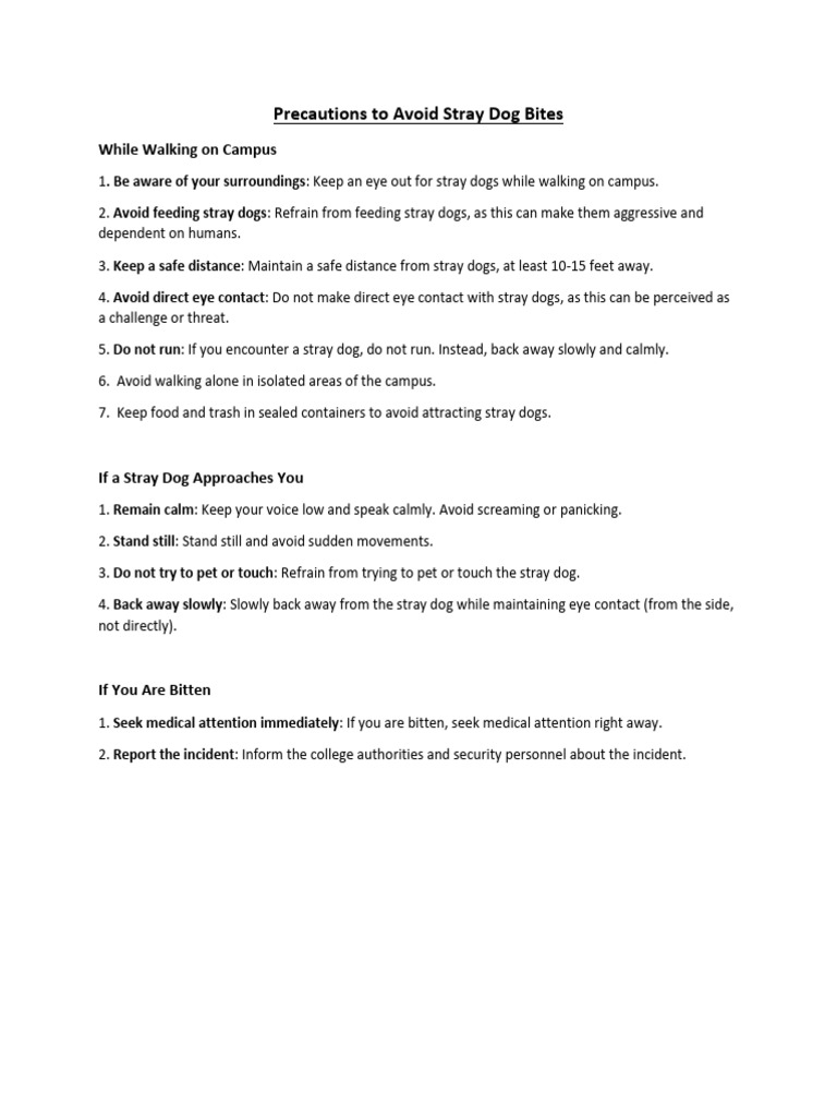 Precautions To Avoid Stray Dog Bites | PDF
