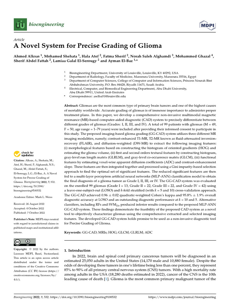 Precise grading of glioma | PDF | Glioma | Brain Tumor