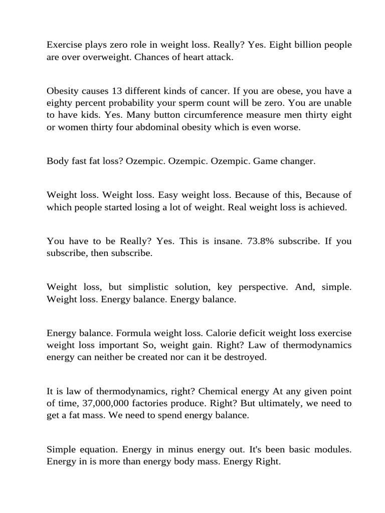Exercise Plays Zero Role in Weight Loss | PDF | Obesity | Weight Loss