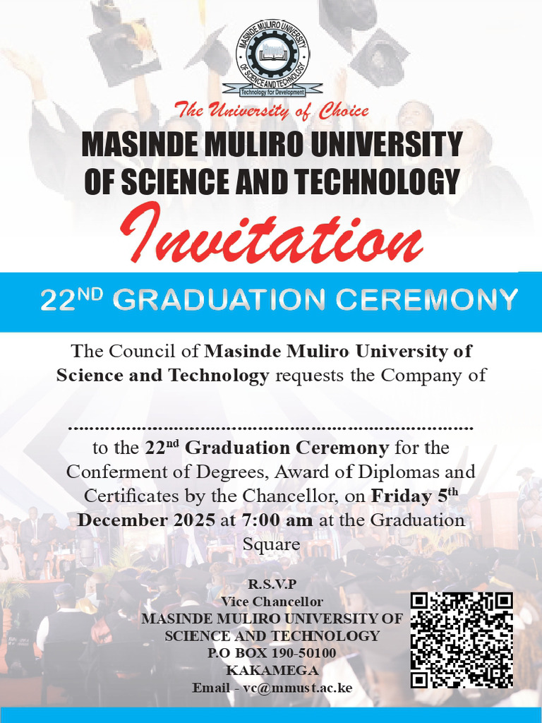 MMUST Graduation Invitation Glayton Kalawanga Mmasi | PDF