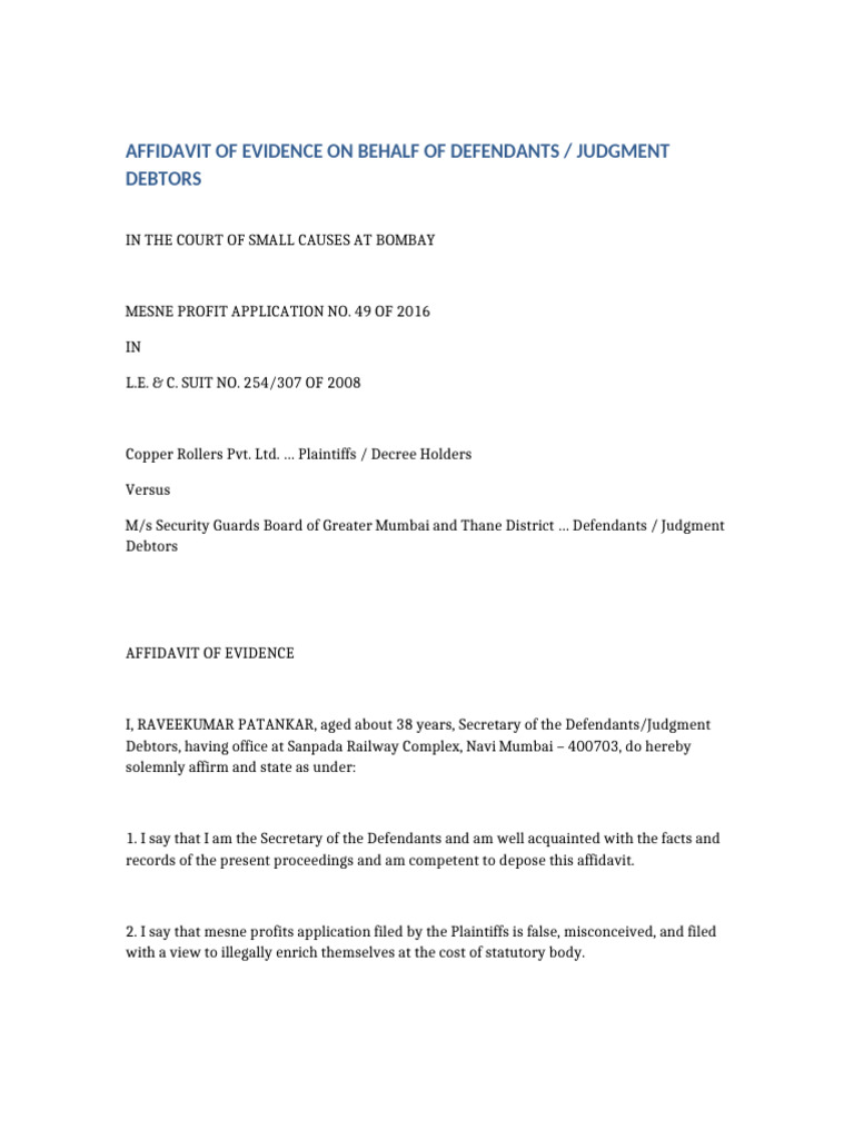 Detailed Affidavit of Evidence | PDF | Common Law | Justice