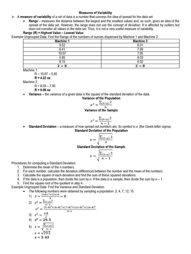 Understanding Measures of Variability | PDF | Variance | Standard Deviation