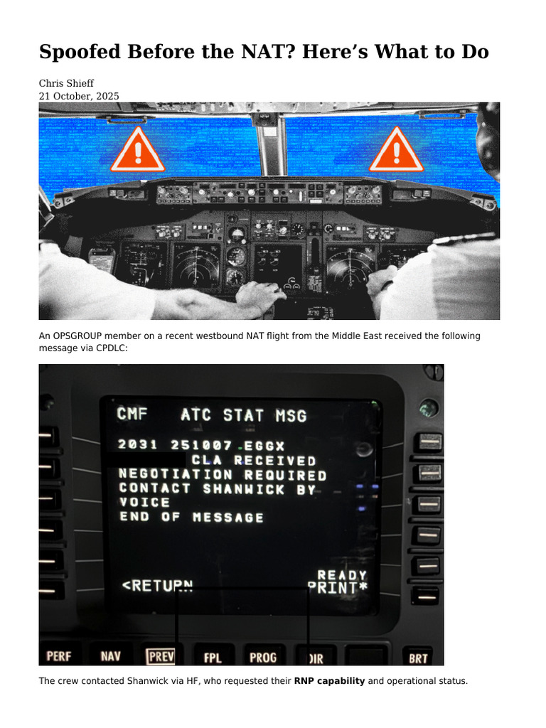Spoofed Before the Nat Heres What to Do | PDF | Air Traffic Control ...