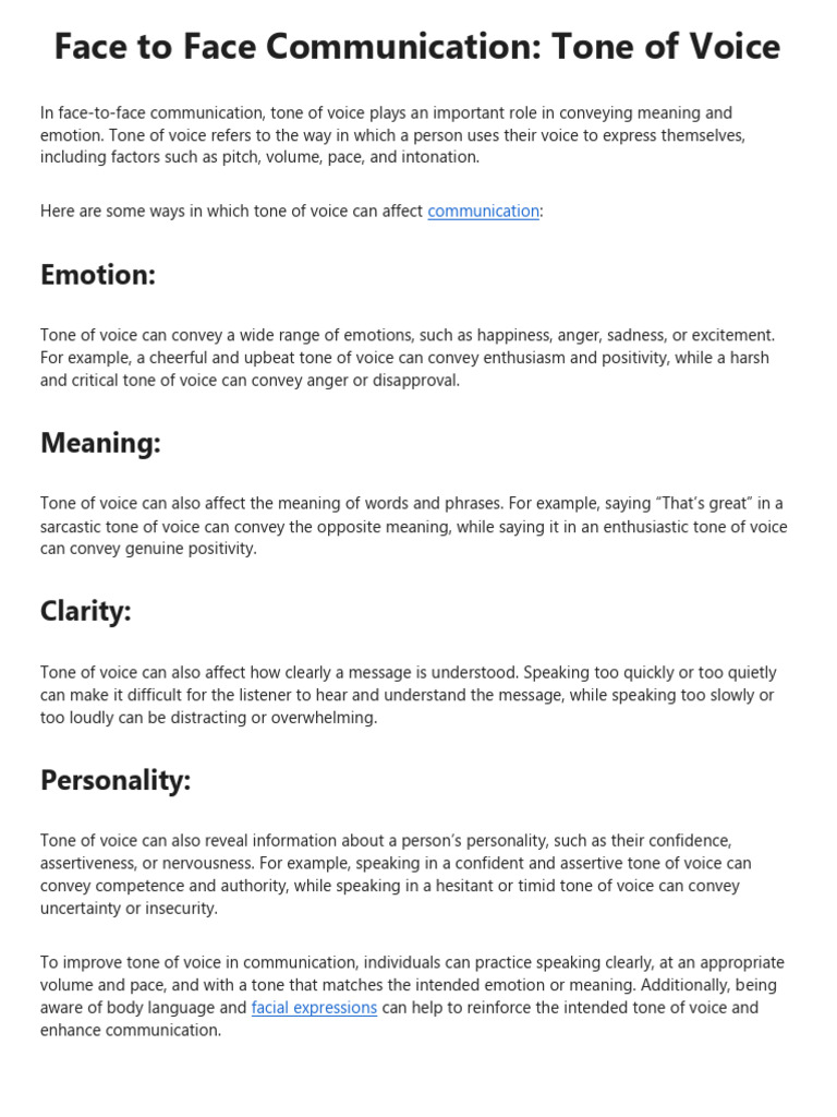 Mastering Face-to-Face Communication | PDF | Body Language | Communication