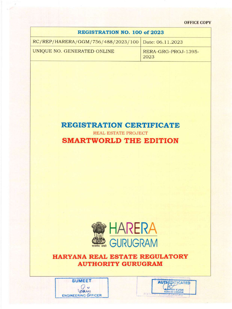Smartworld The Edition Registration Certificate | PDF | Taxes