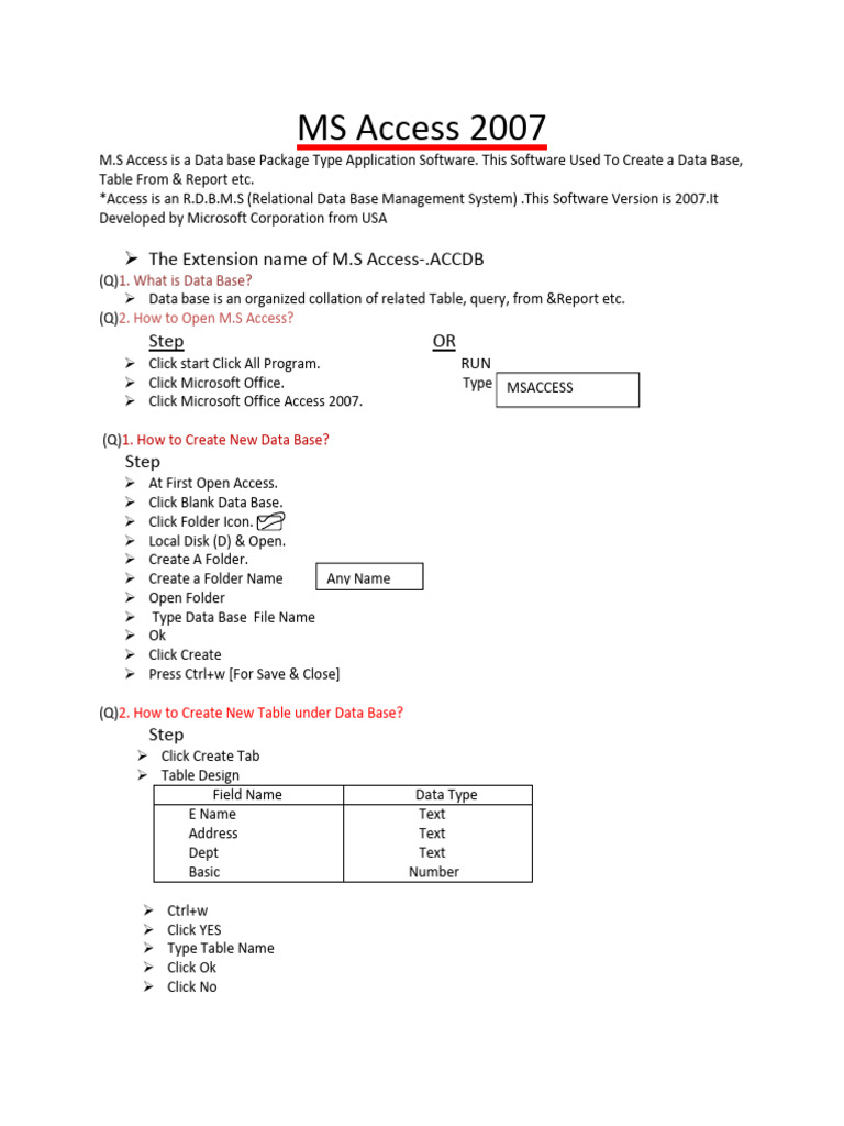 Microsoft Access (basic to advance ) | PDF | Microsoft Access | Databases