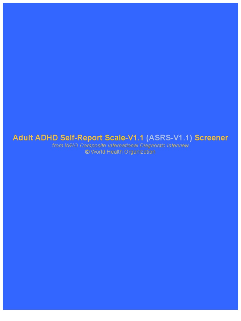 6question ADHD ASRS v1 1 | Download Free PDF | Adult Attention Deficit ...