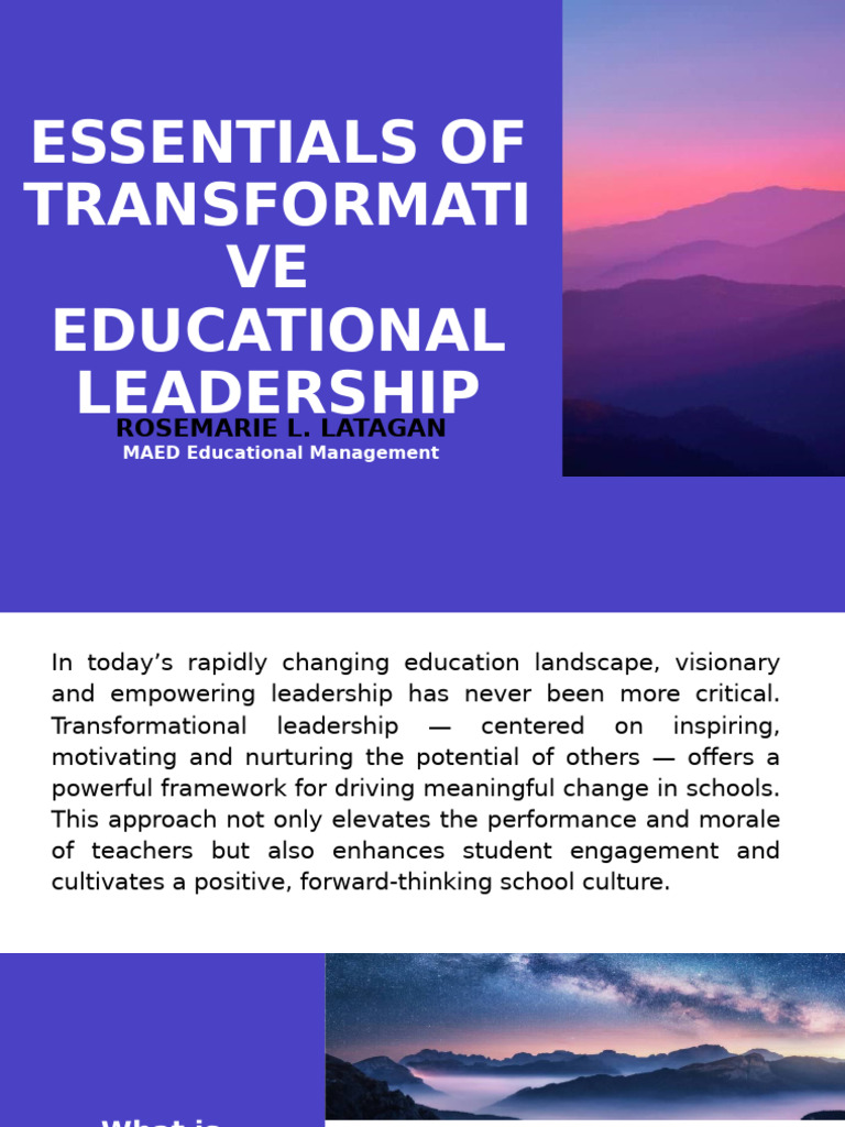 Topic 15 Essentials of Transformative Educational Leadership | PDF ...