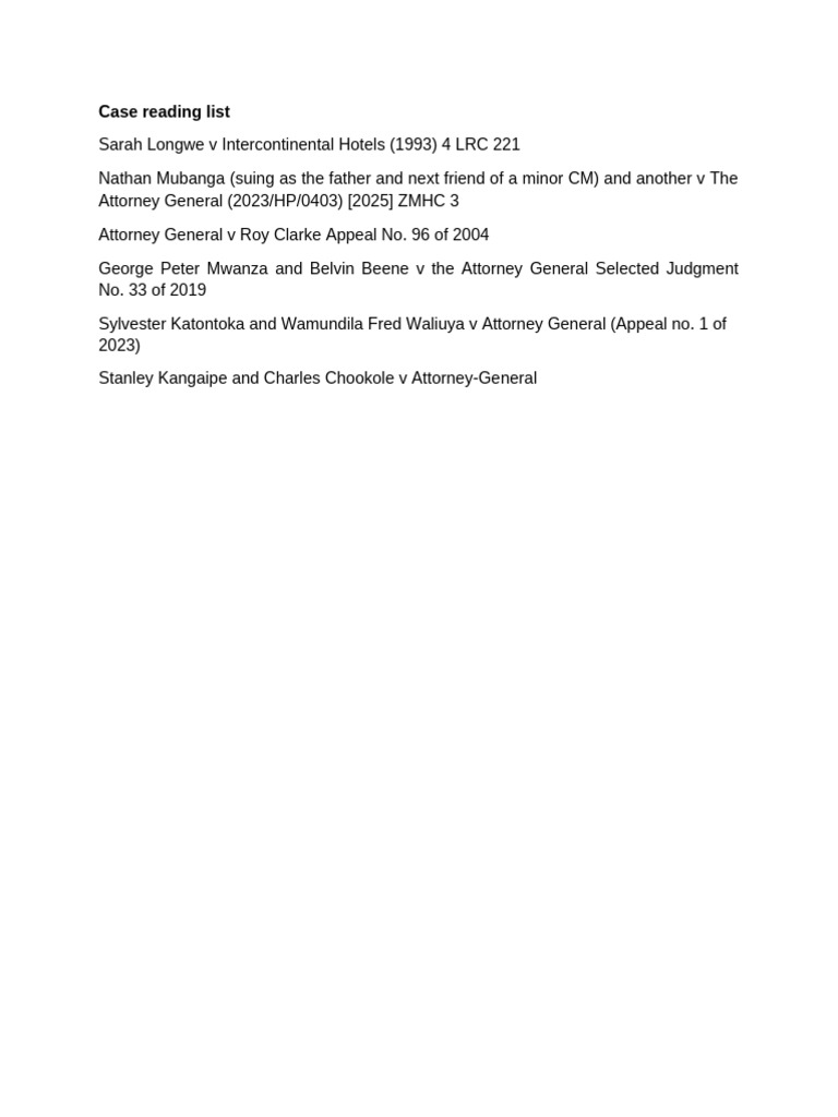 Case Reading List | PDF