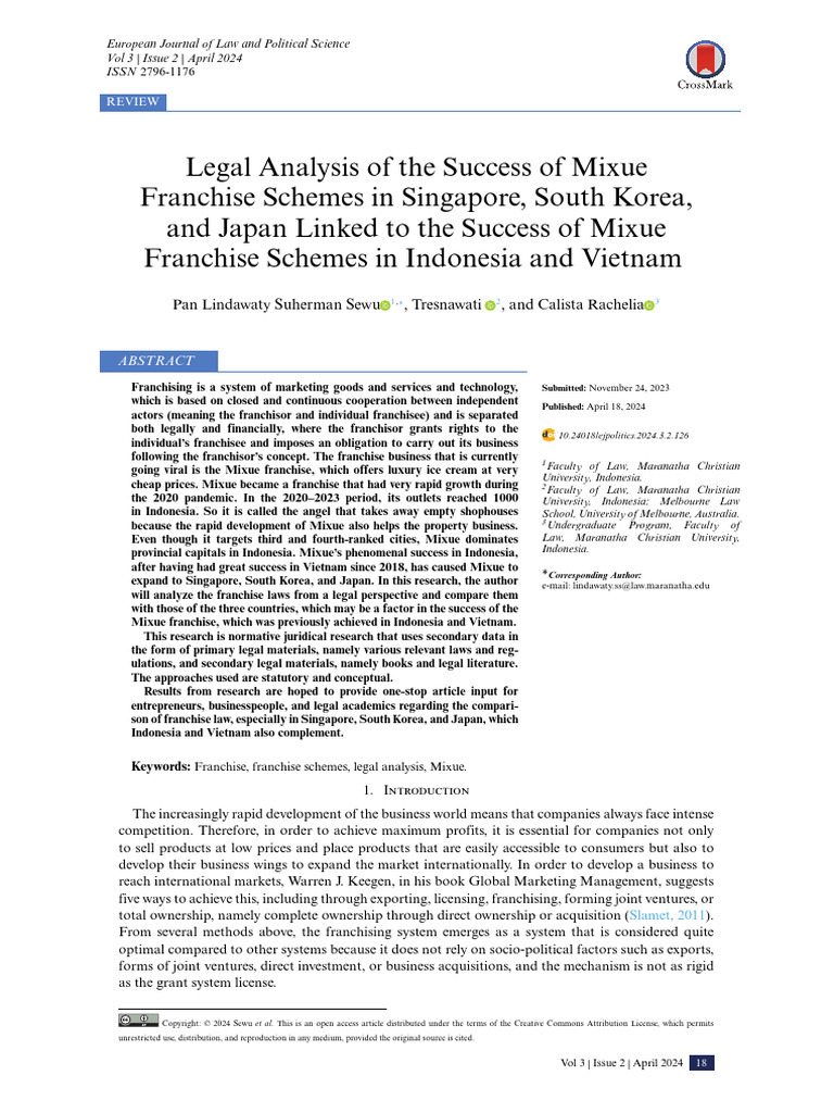 Legal Analysis of The Success of Mixue Franchise S | PDF | Franchising ...
