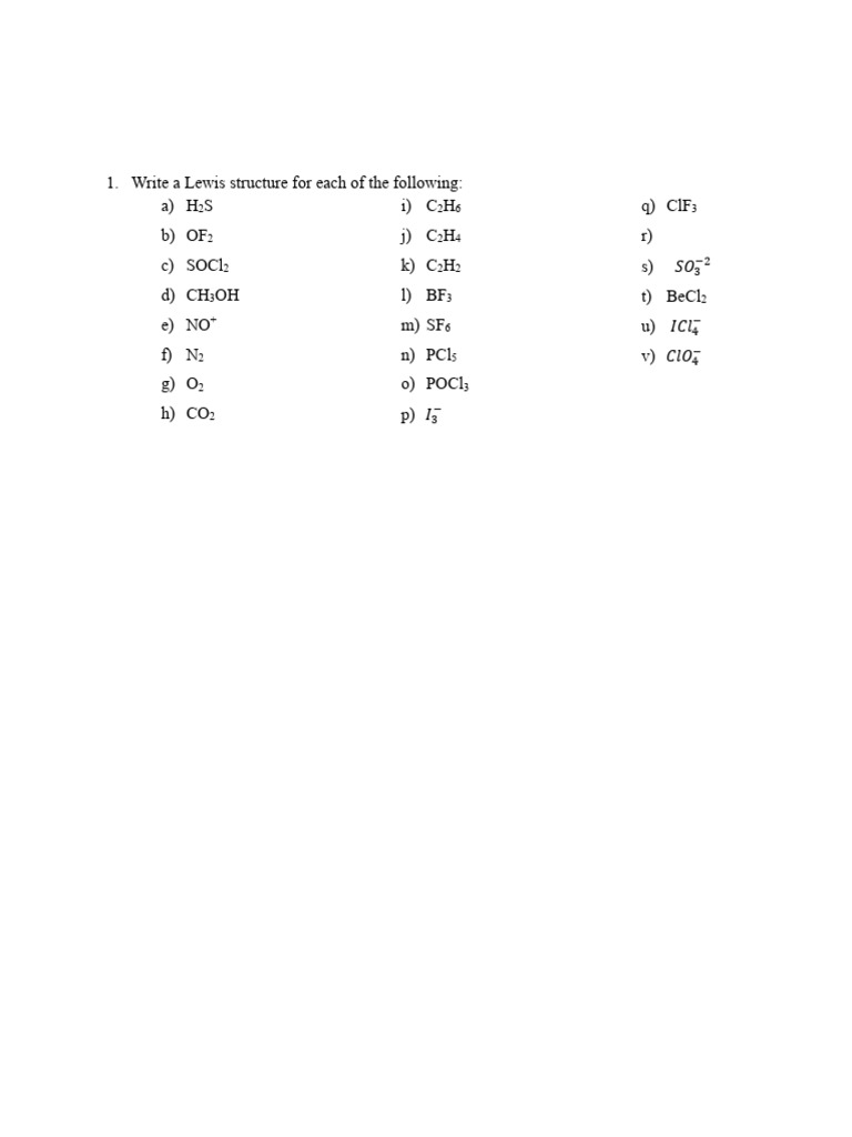 Lewis Structures for Common Molecules | PDF