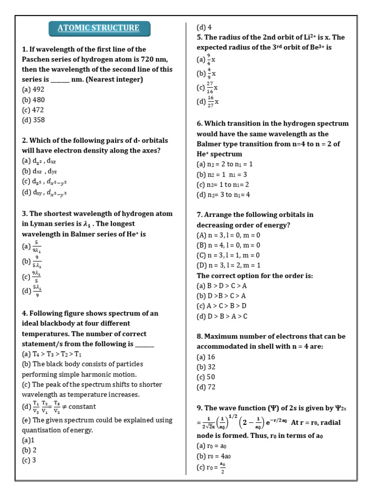 Atomic Structure Qp | PDF | Electron | Atomic Orbital