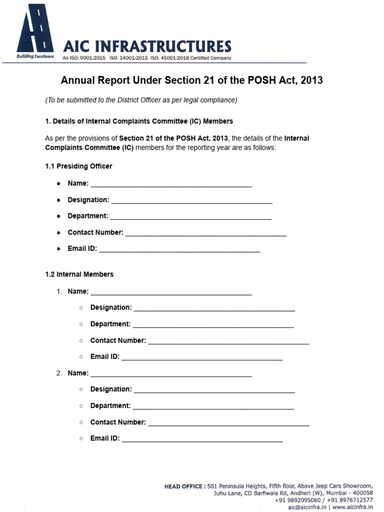 Annual POSH Compliance Report 2023 | PDF | Social Policy | Social Ethics