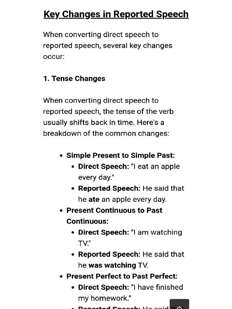Reported Speech - Rules and Examples | PDF