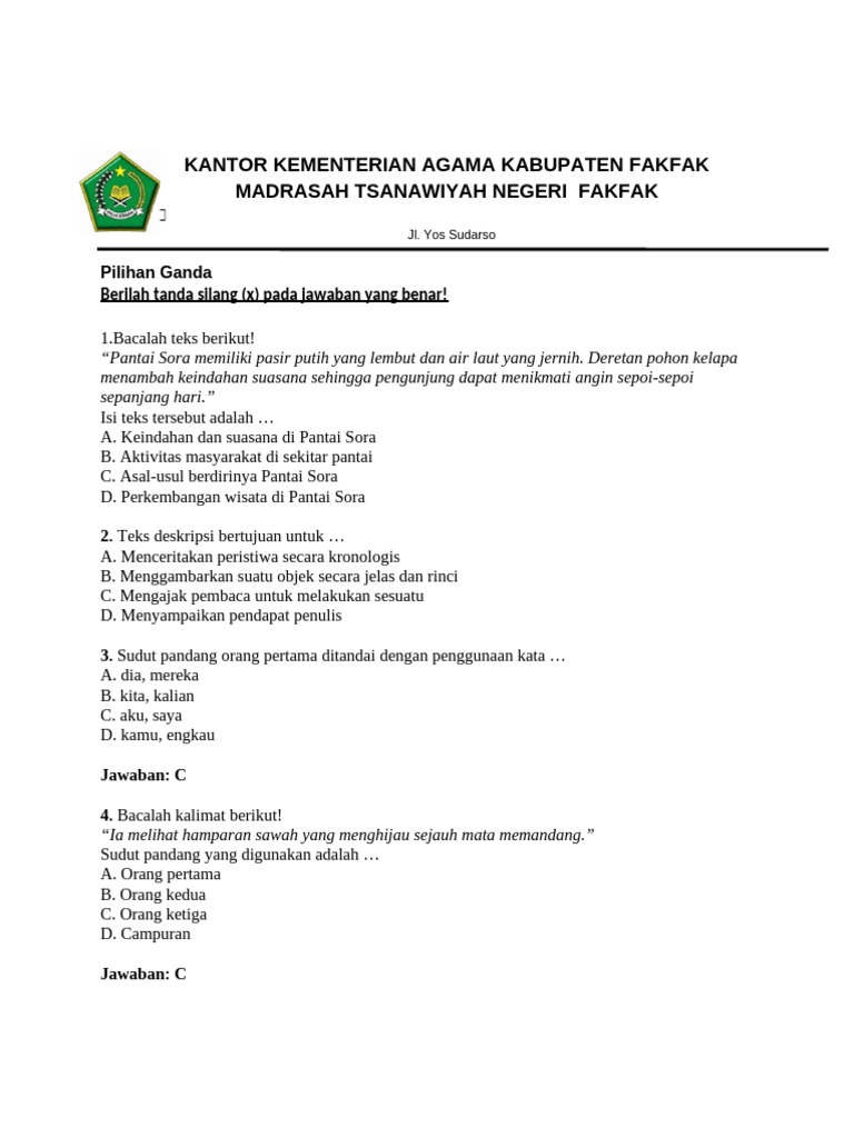 SOAL BI KELAS 9 SMS 1 | PDF