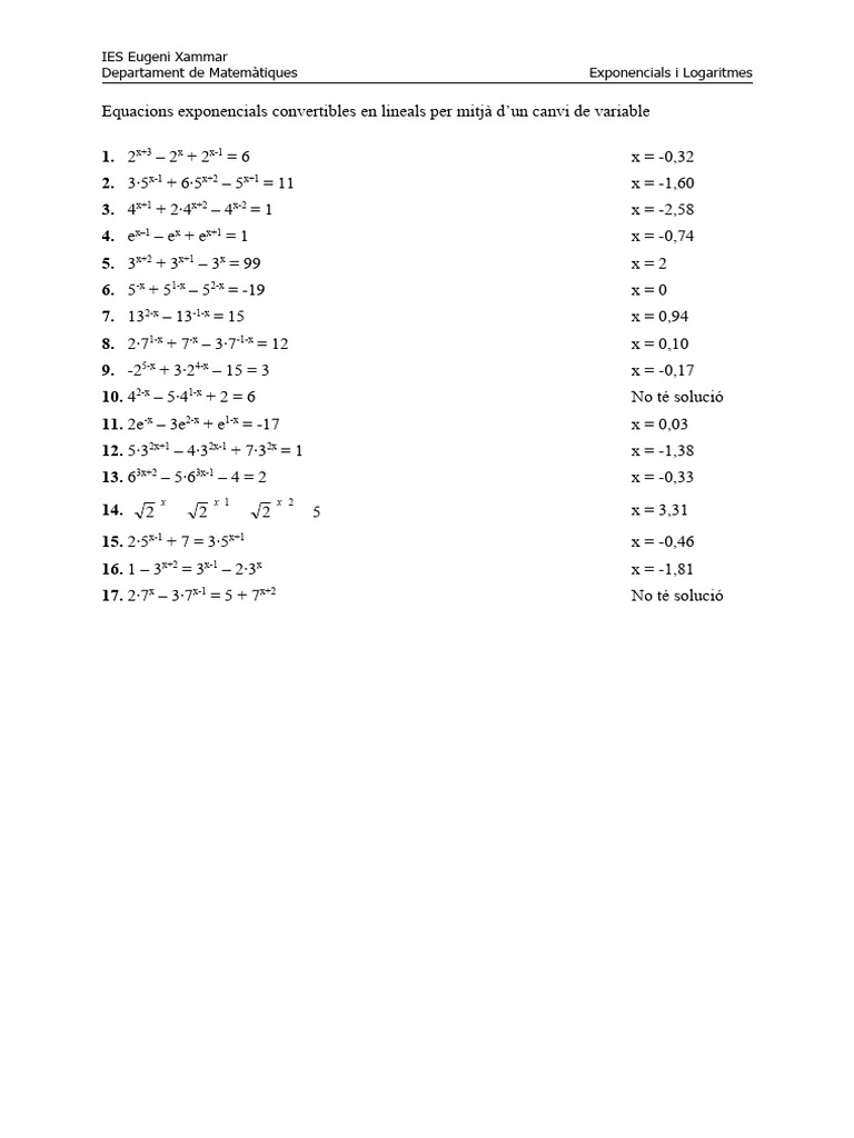 Exponencials Convertibles en Lineals | PDF