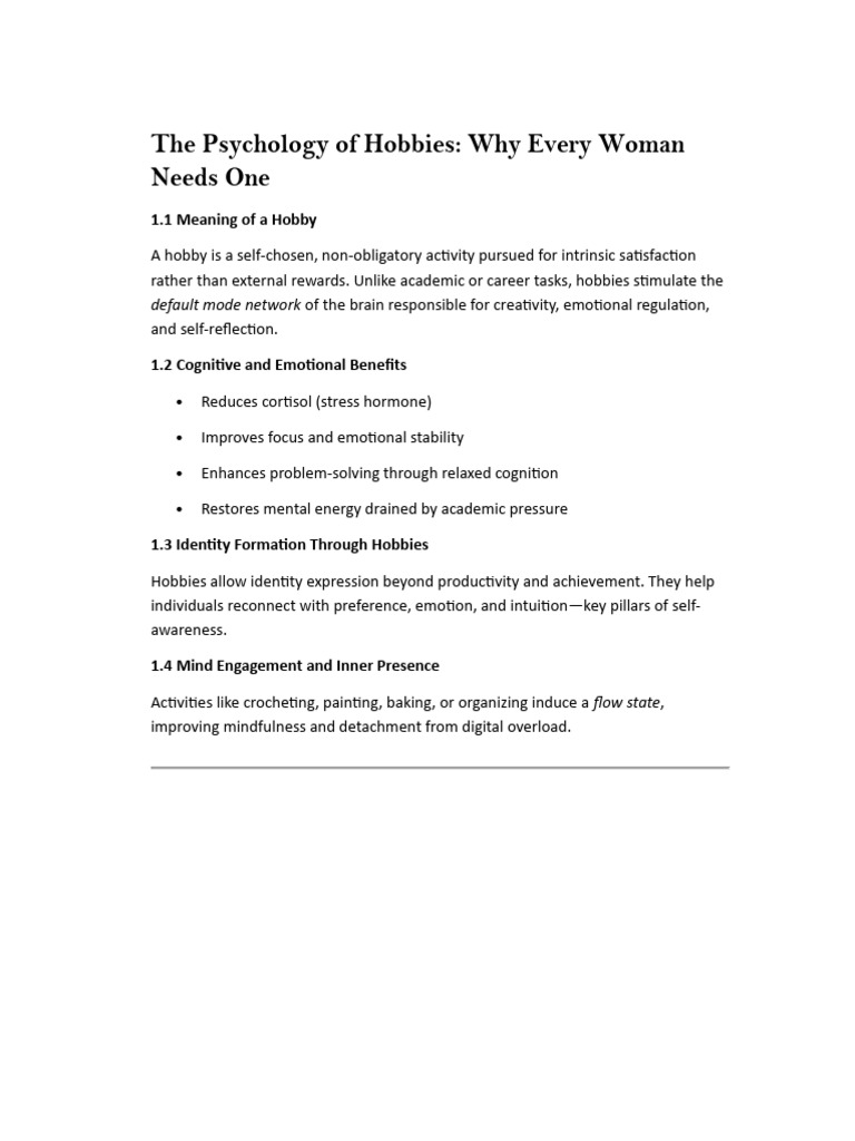 The Psychology of Hobbies | PDF