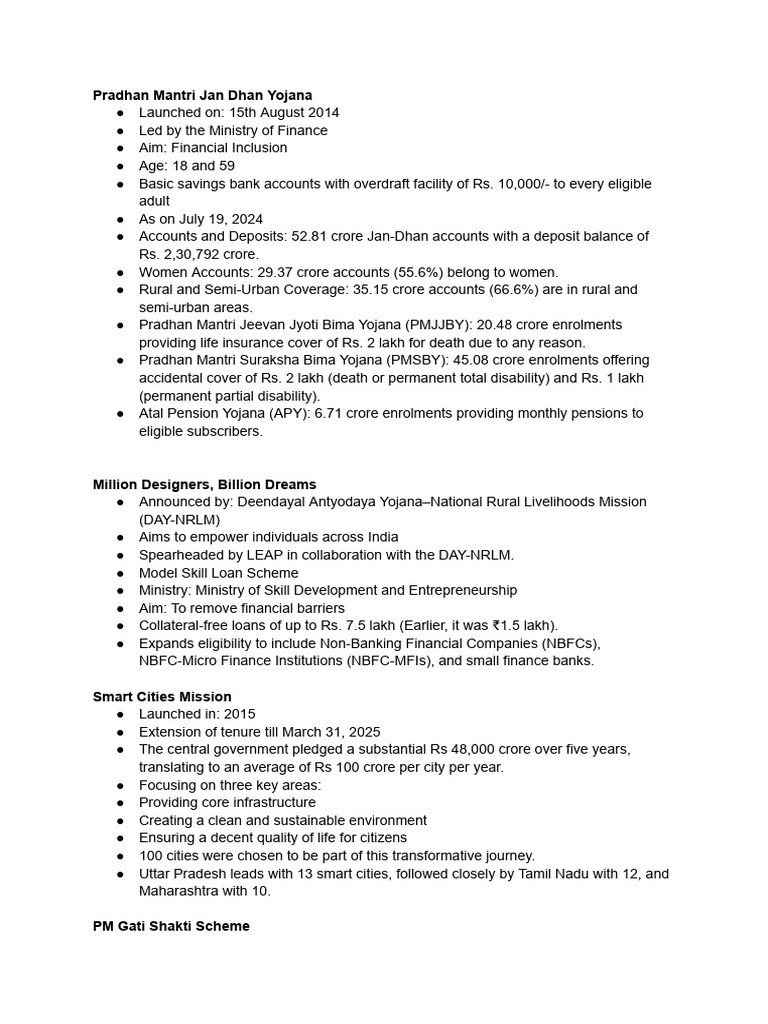Overview of Key Indian Government Schemes | PDF | Economy Of India ...