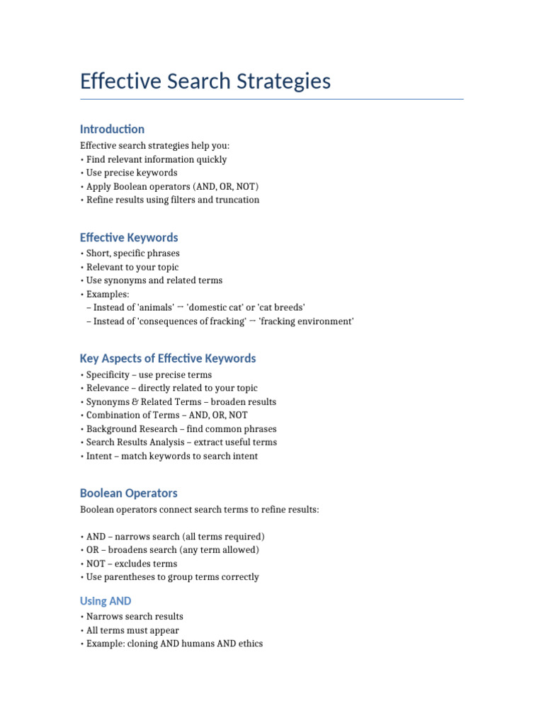 Master Effective Search Strategies | PDF