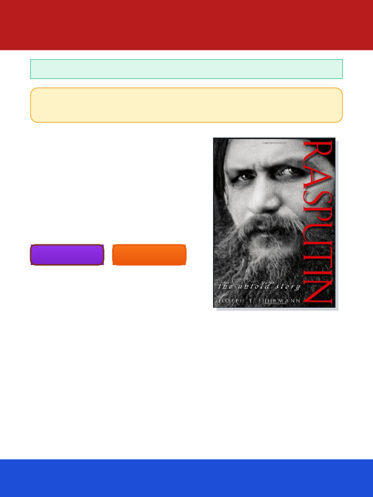 Rasputin The Untold Story 1st Edition Joseph T. Fuhrmann Ebook With ...