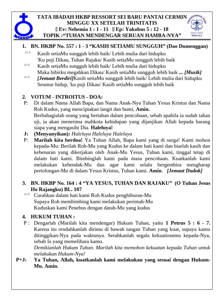 Tata Ibadah Minggu XX Setelah Trinitatis, 02 November 2025 | PDF