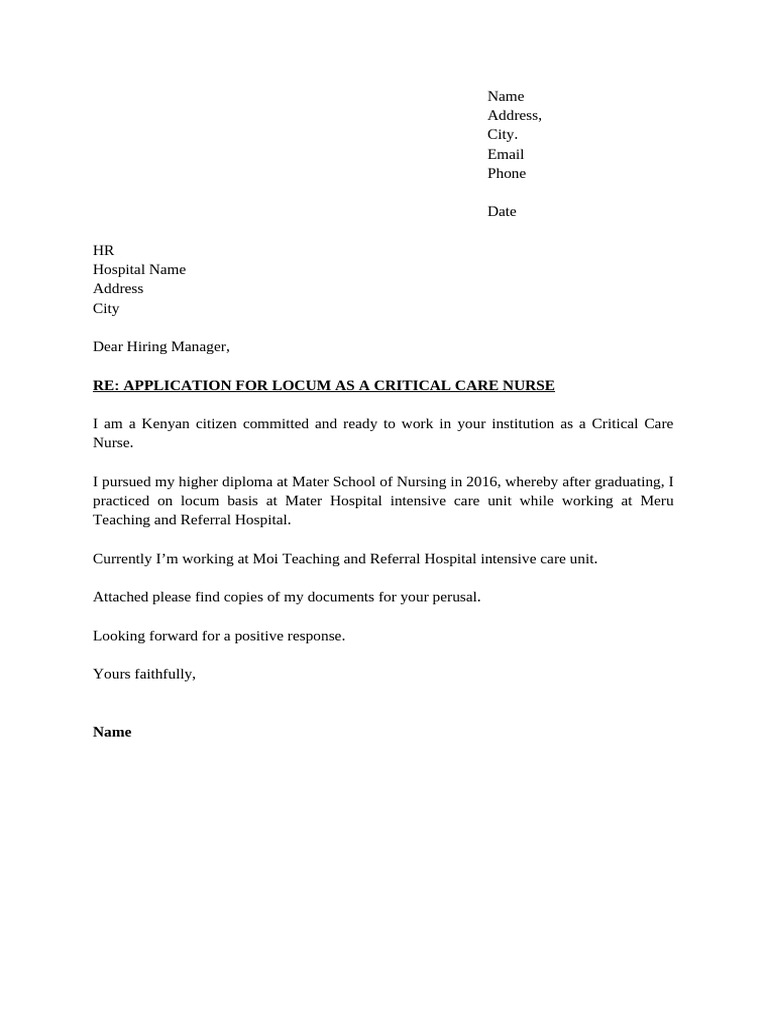 Critical Care Nurse Job Application | PDF
