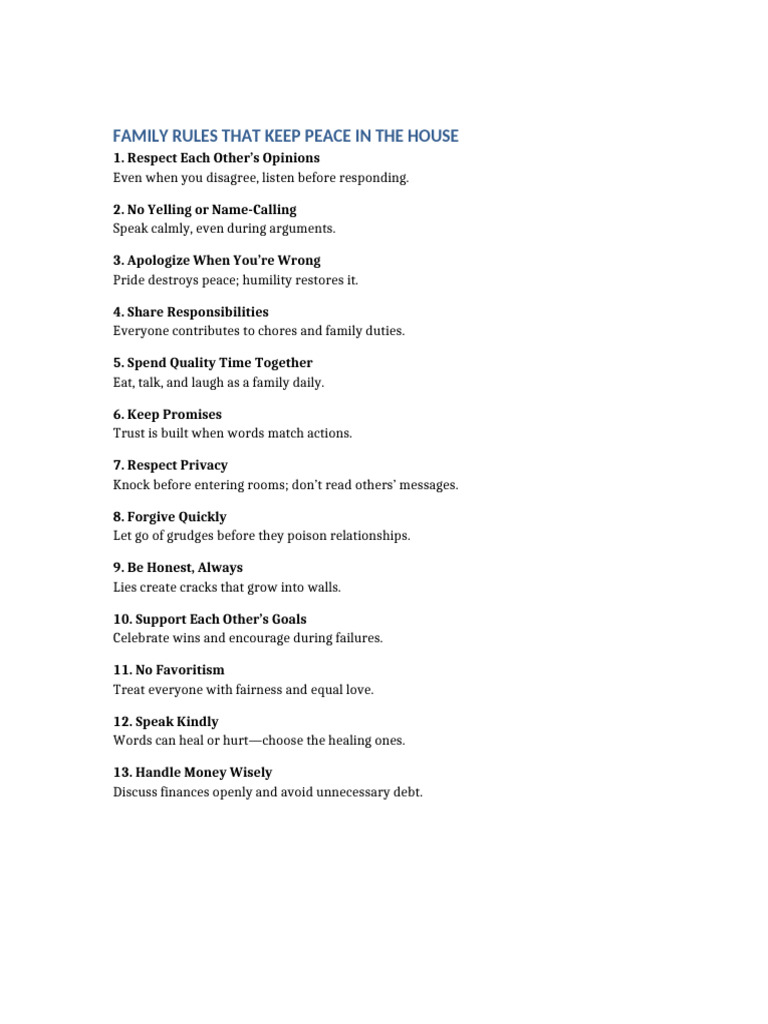 Family Rules | PDF