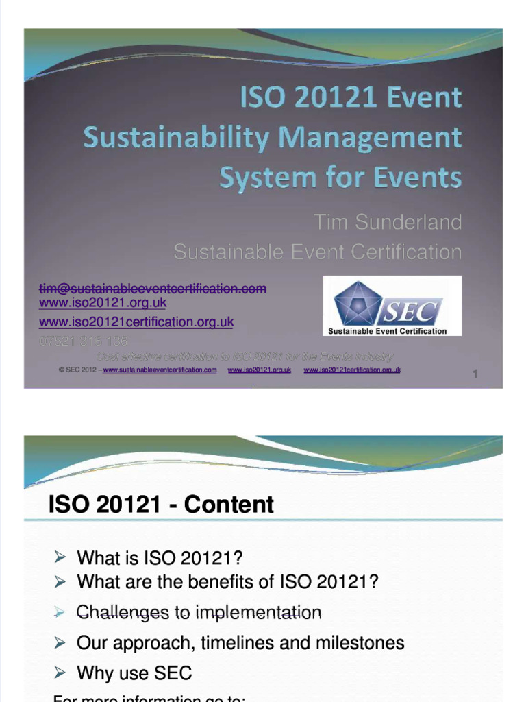 ISO 20121 Sustainable Event Certification | PDF | Sustainability | Business