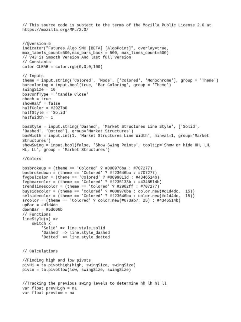 Futures Algo SMC Indicator Code | PDF | Financial Markets | Financial ...