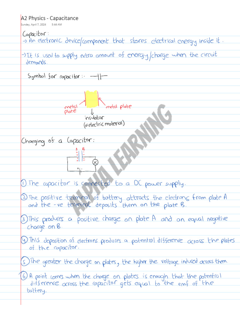A2 Physics - Capacitance_watermark | PDF