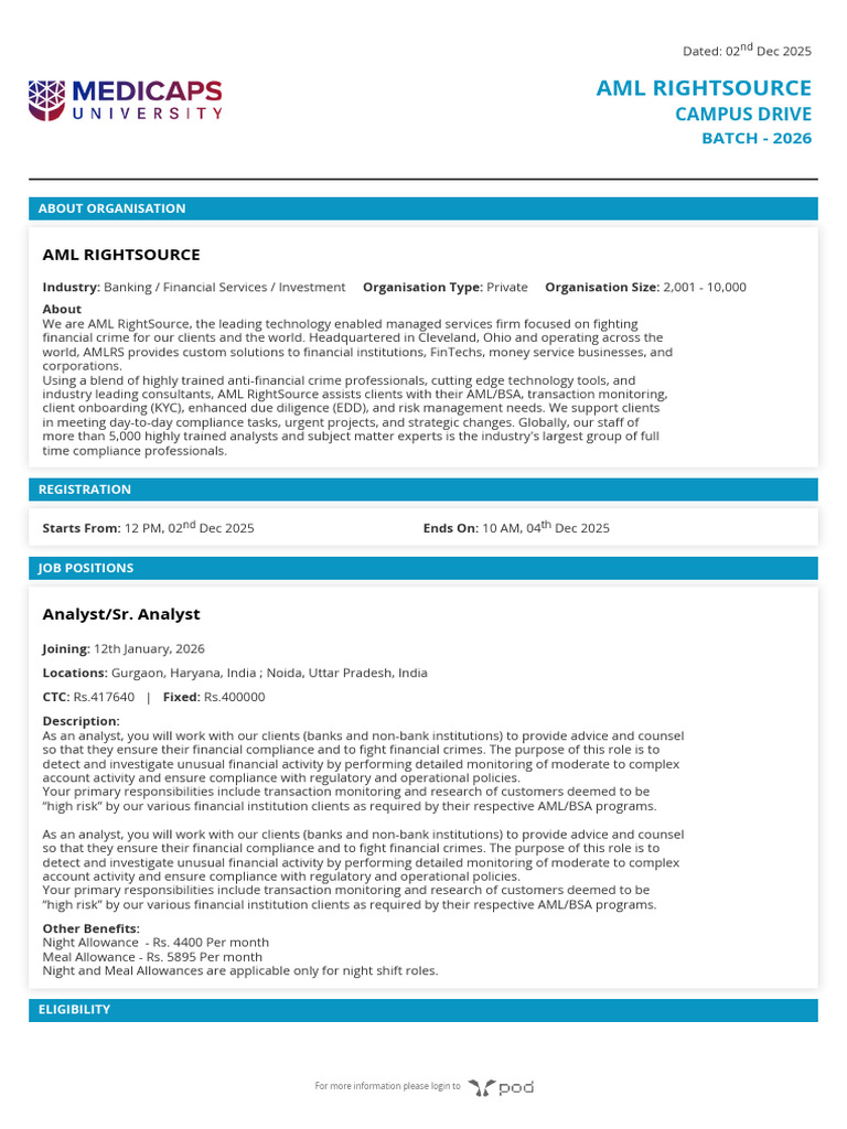AML RightSource Campus Drive 2026 | PDF | Master Of Business ...