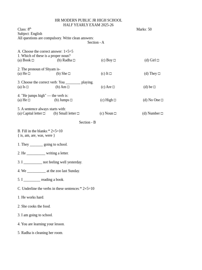 Class 8 English Grammar | PDF