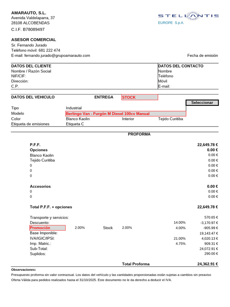 Proforma - Renting Ind | PDF