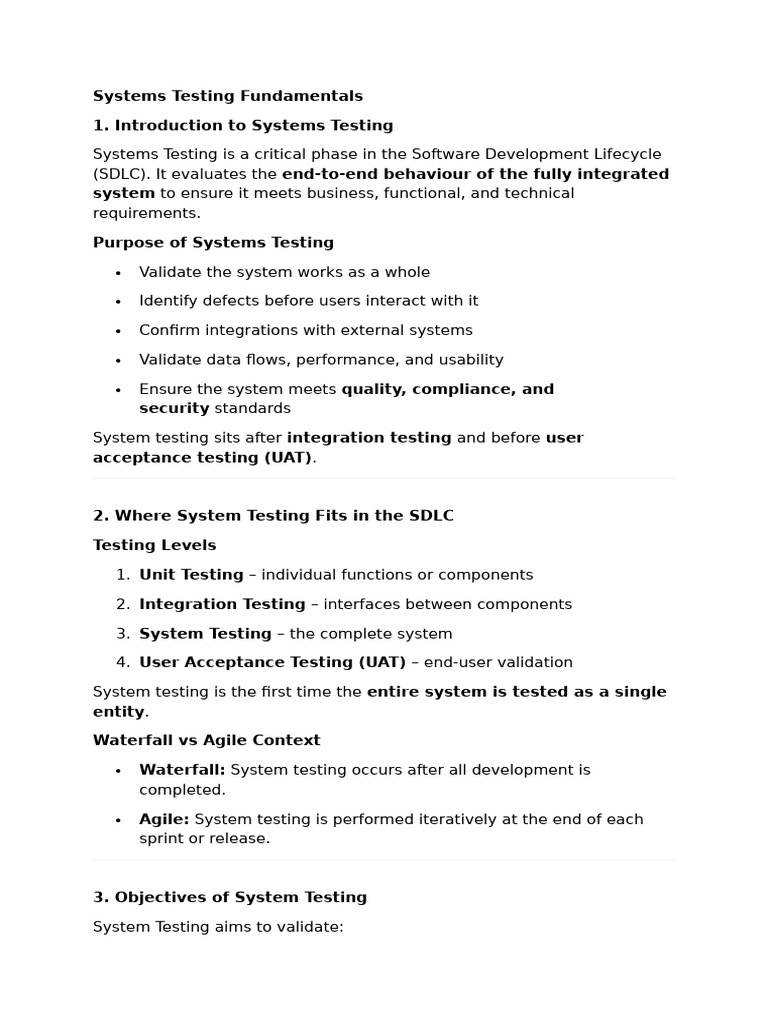 Systems Testing Fundamentals | PDF | Software Testing | Software ...