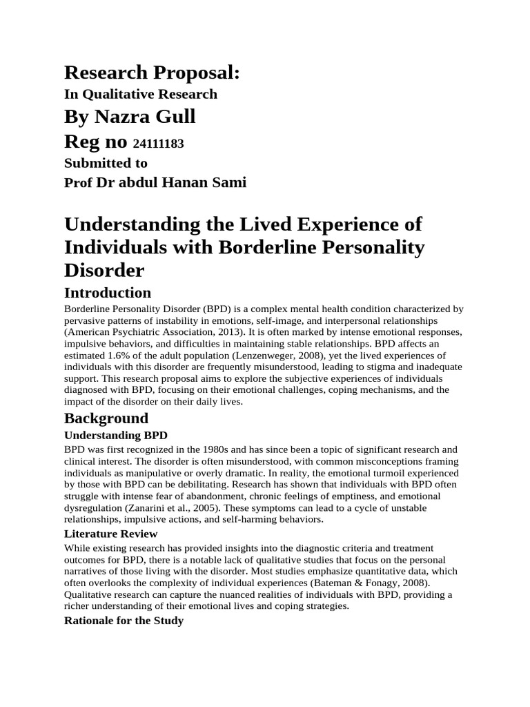 Research Proposal in Qualitative Research | PDF | Borderline ...
