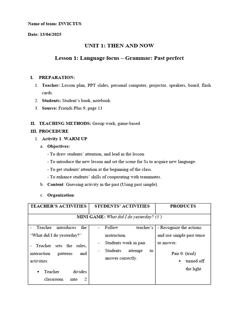 Invictus - Lesson Plan Round 1 | PDF | Teachers | Lesson Plan