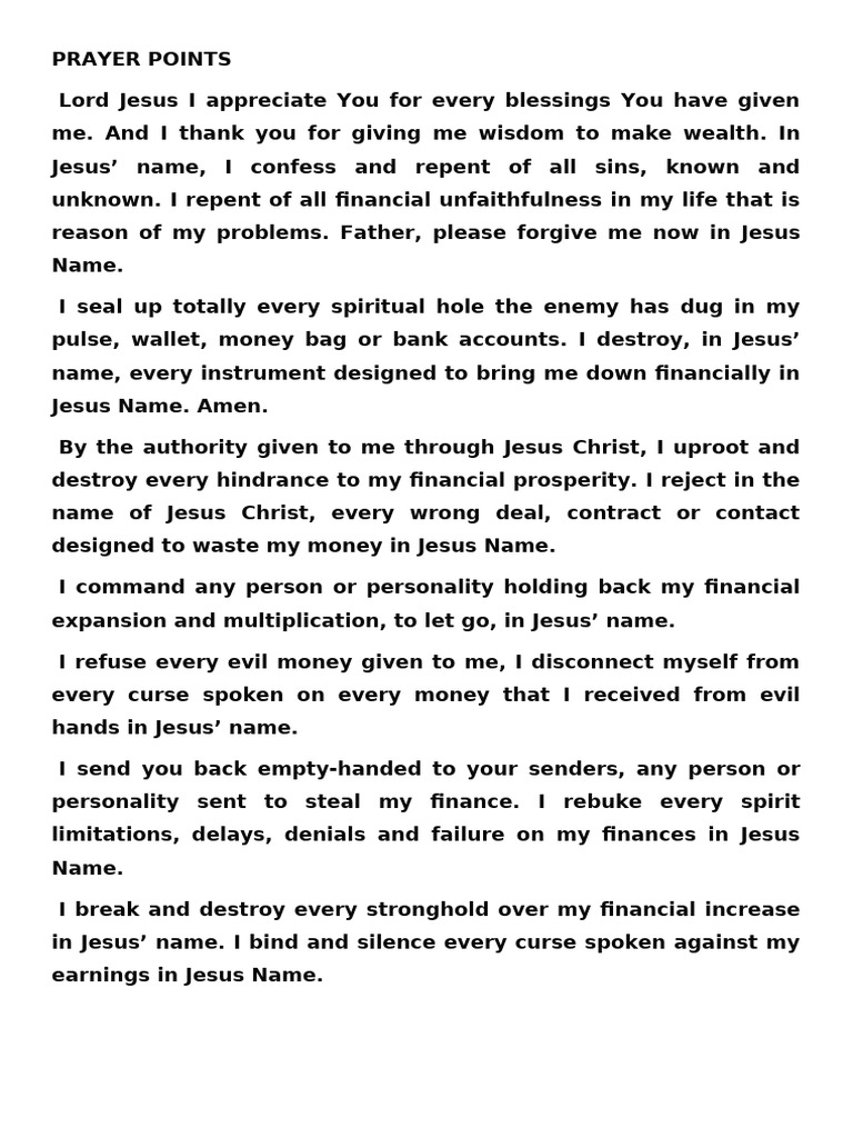 Prayer Point2 | PDF | Jesus | Christian Belief And Doctrine