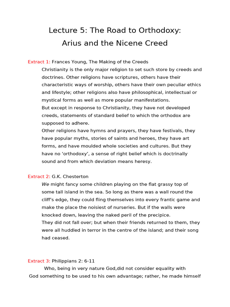 Arius To Niccene Creed Extracts | PDF | Jesus | God The Father
