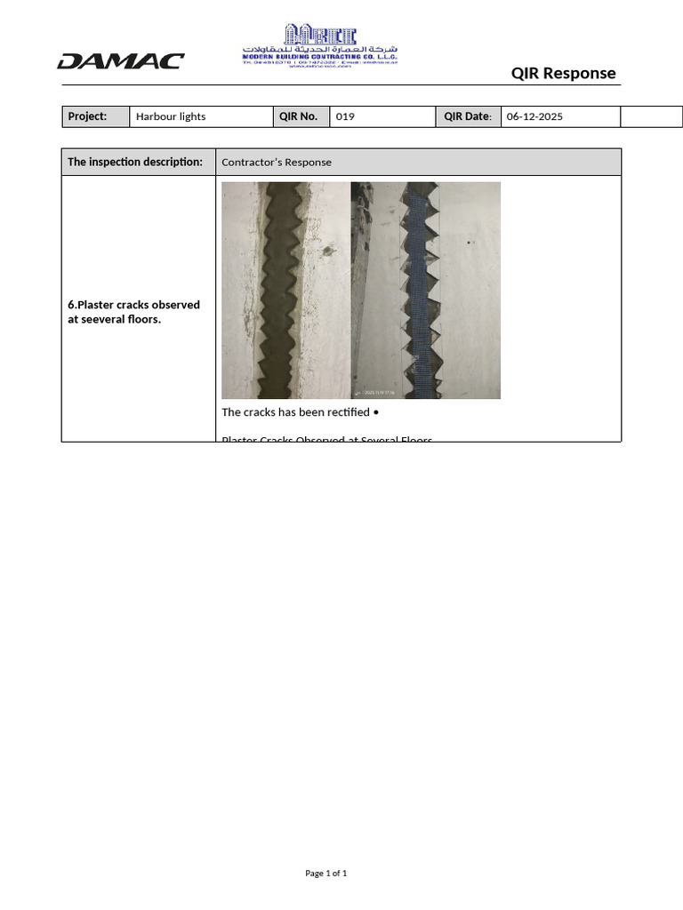 Harbour Lights QIR 019: Plaster Cracks | PDF