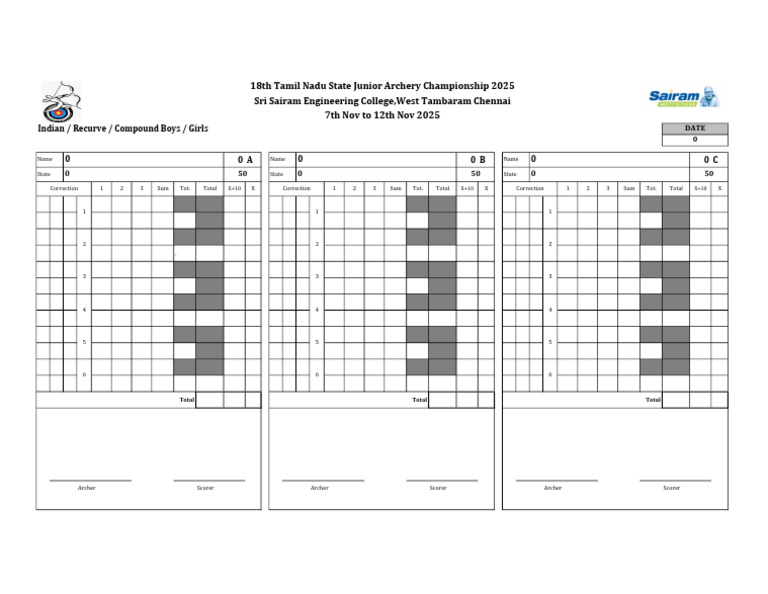 Tamil Nadu Junior Archery Championship 2025 | PDF