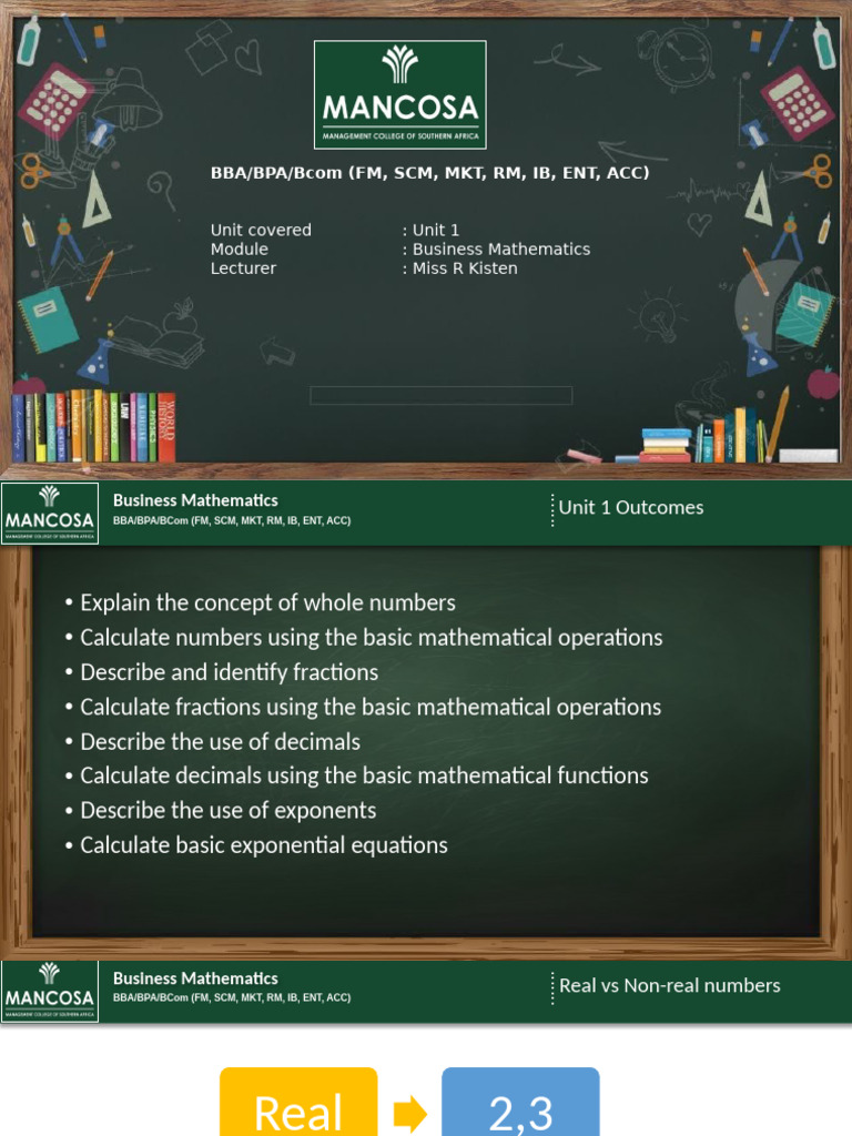 Business Mathematics Basics and Exercises | PDF | Multiplication | Numbers
