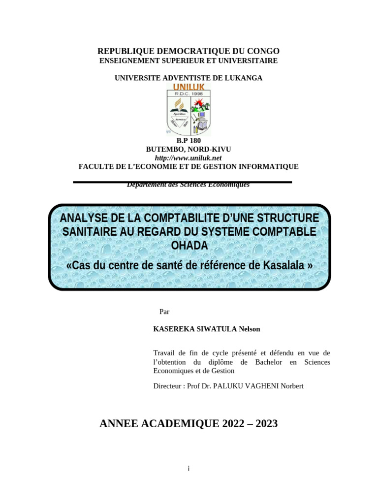 Analyse comptable d'une structure sanitaire | PDF | Comptabilité | Business