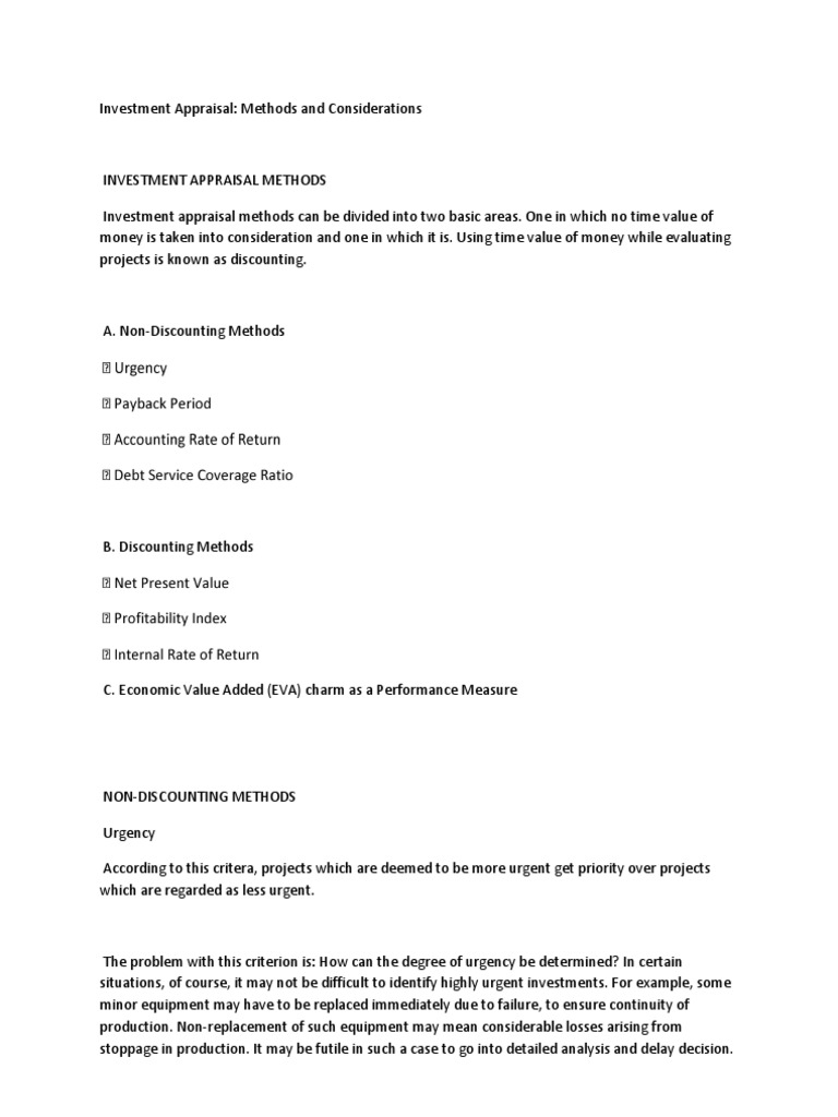 Investment Appraisal Methods Explained | PDF | Net Present Value ...