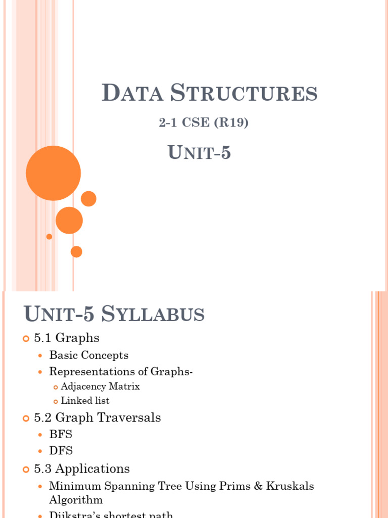 DS - Unit-5 | PDF | Vertex (Graph Theory) | Mathematical Relations