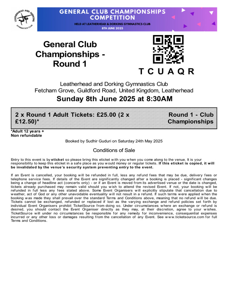 General Club Championships - Round 1 - Eticket TCUAQR | PDF | Payments ...