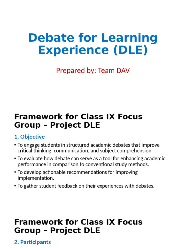 Debate Learning Experience Framework | PDF | Focus Group | Learning