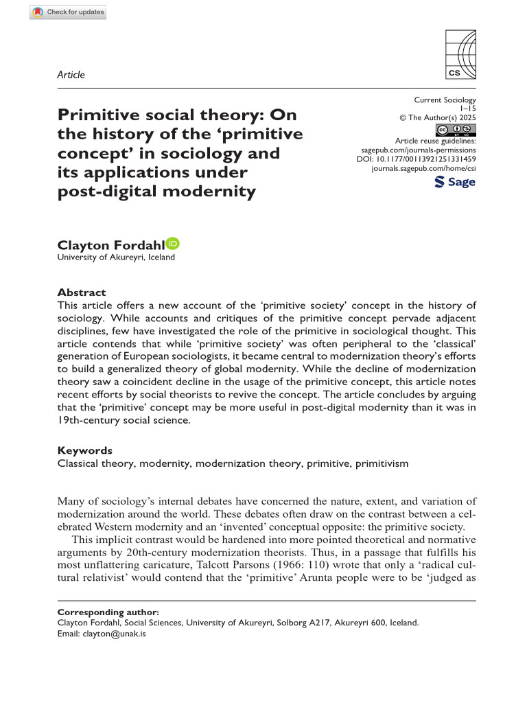 Primitive Social Theory_ on the History of the ‘Primitive Concept’ in ...